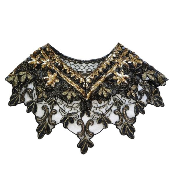 Source Unknown | Accessories | Elegant Embroidered Capelet Black And ...